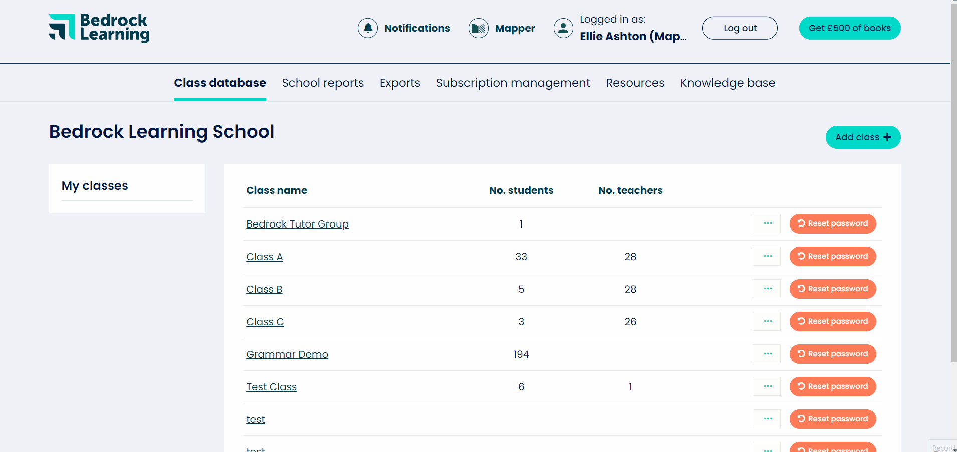 Adding/updating teachers linked to classes